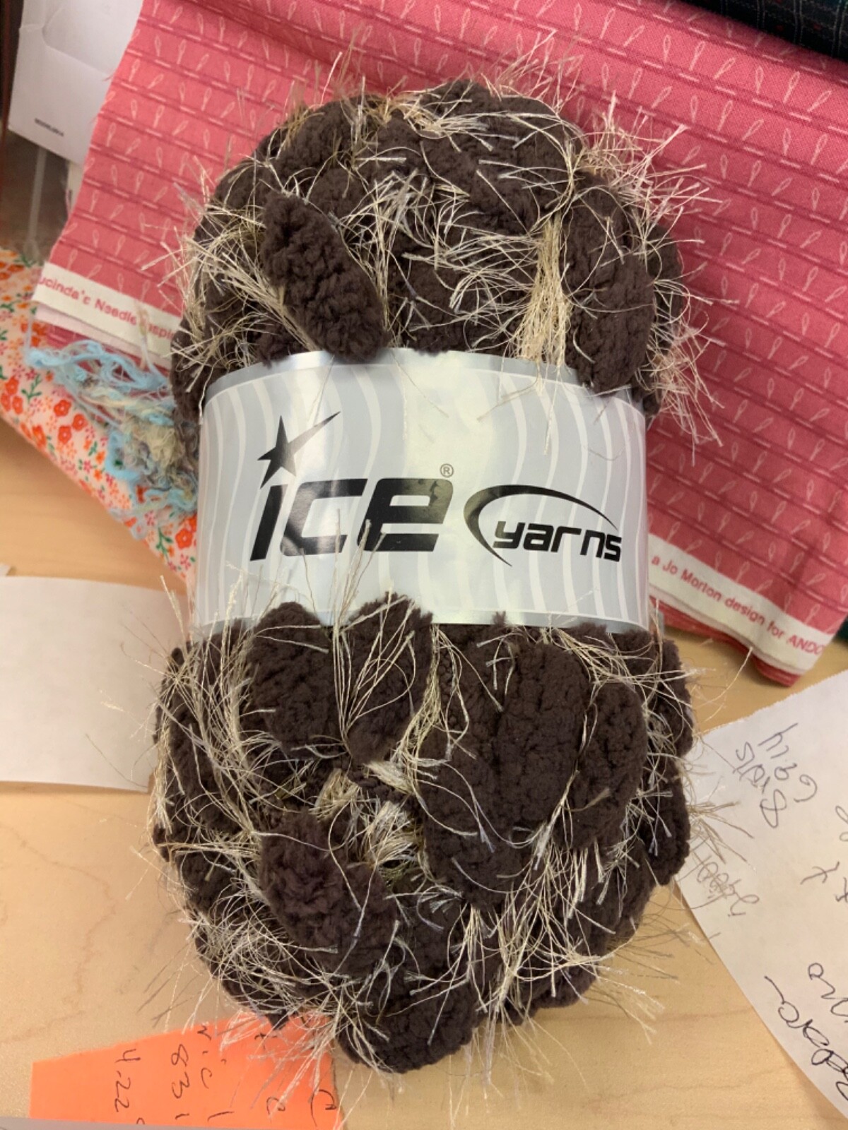 Lot of 3 Ice Brand Pom Pom Yarn - color brown COCOON EYELASH - LOT OF 3 ...