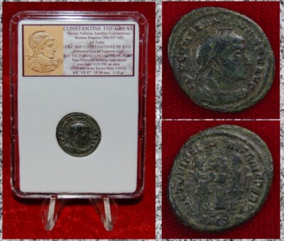Ancient Roman Empire Coin CONSTANTINE THE GREAT Two Victories Shield On ...