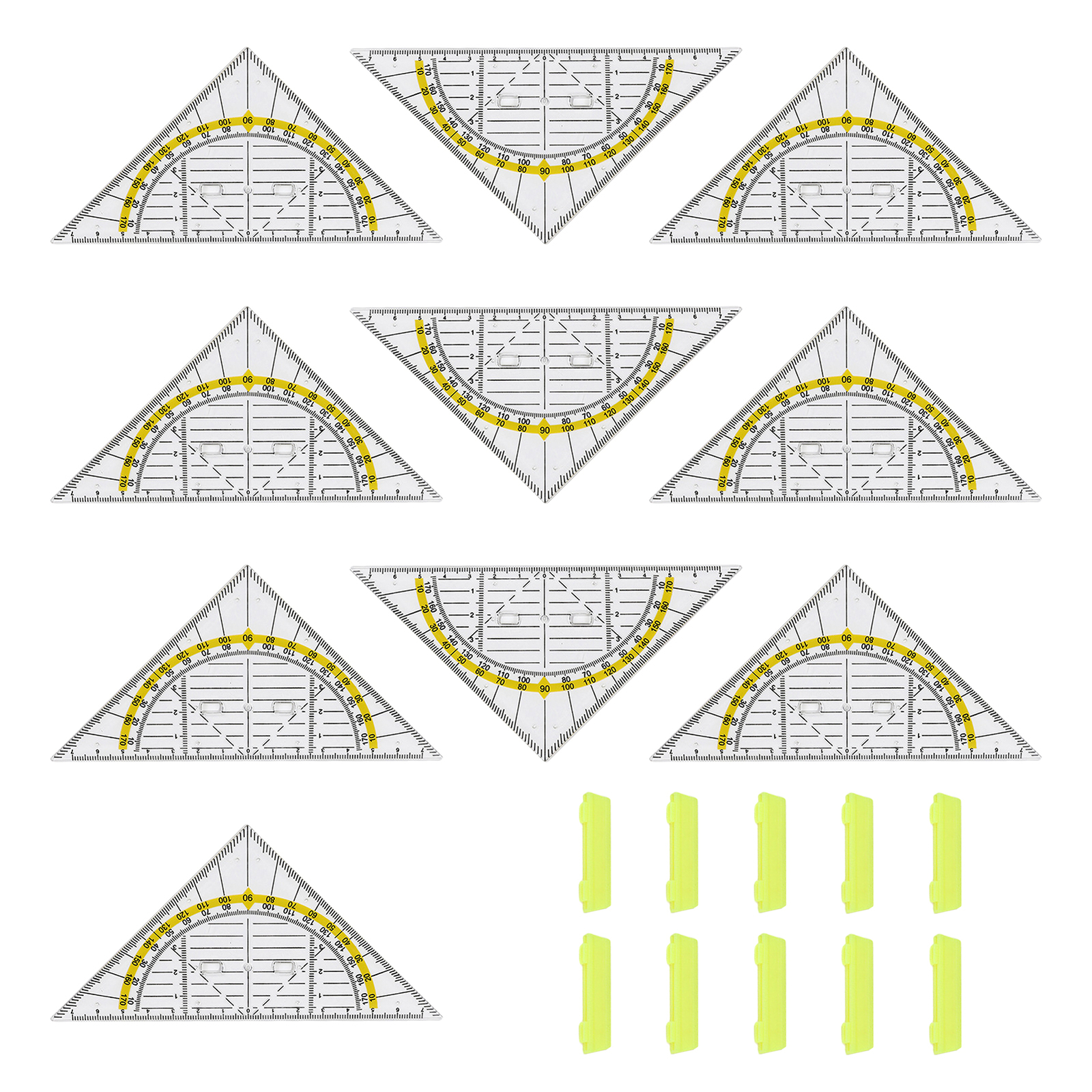 10pcs For Drawing Ruler With Handle Designers Geometry Triangle Math ...