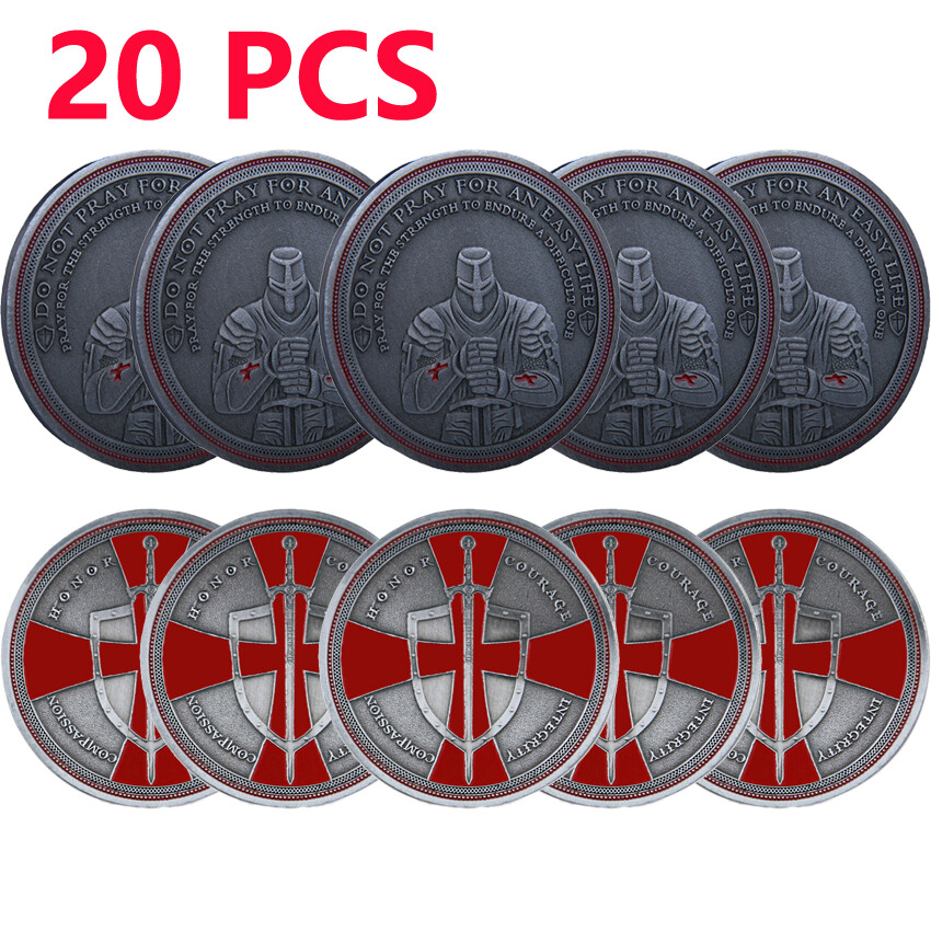 20PCS Crusader Sword and Shield Creed Token Knights Templar Cross ...