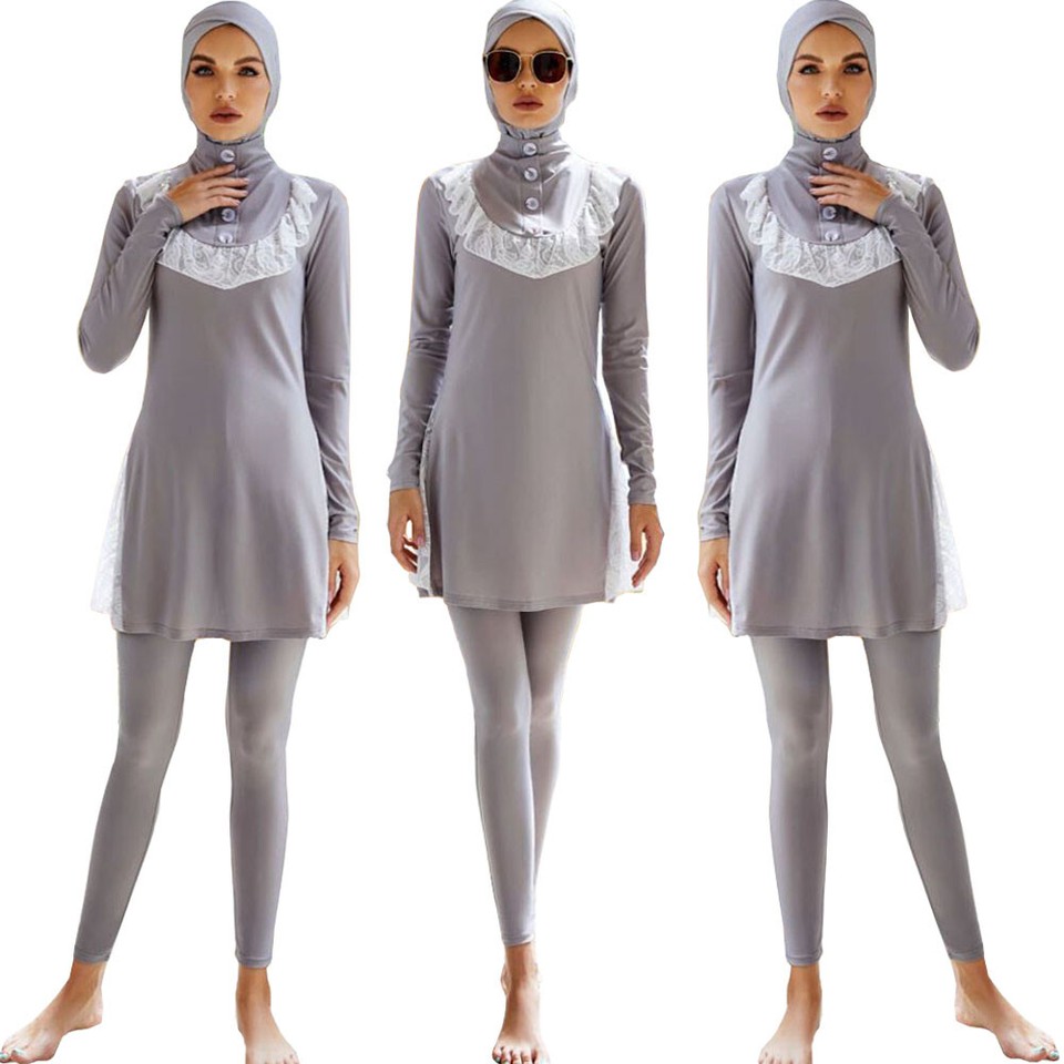 3pcs Muslim Women Swimwear Hijab Modest Islamic Swimsuit Arab Swim ...