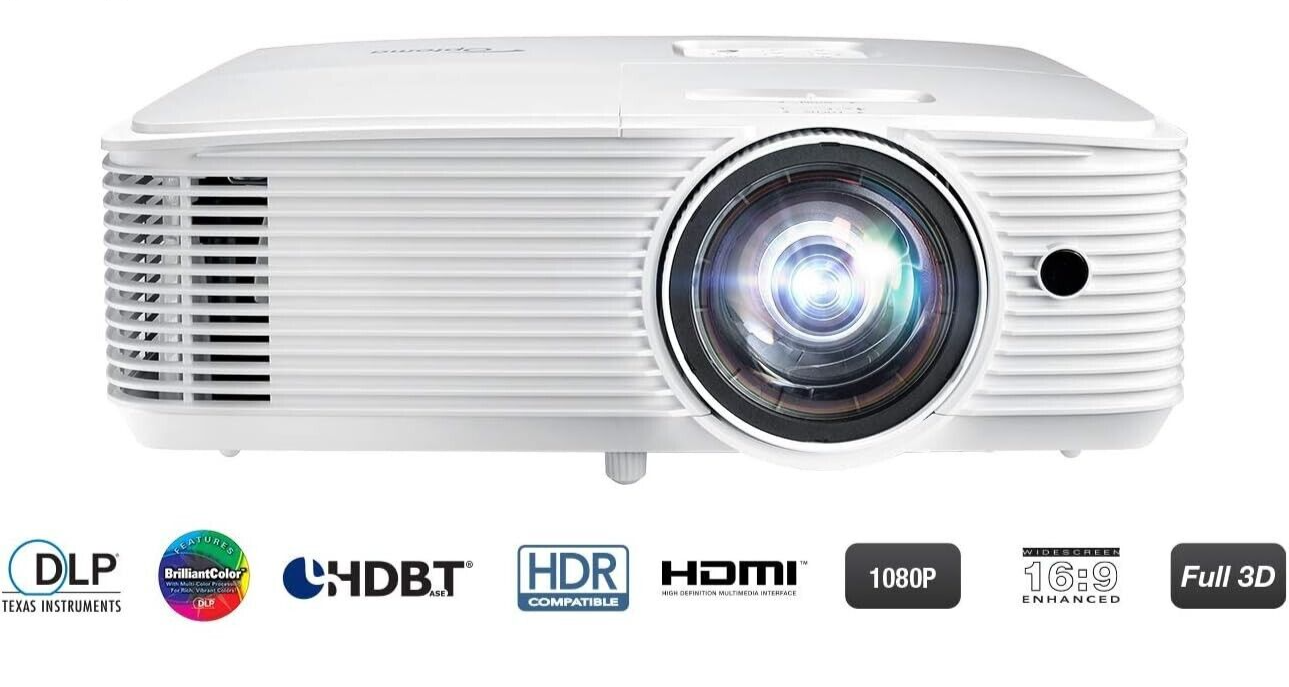 Optoma EH412ST Short Throw 1080P HDR Projector Bright 4000 Lumens ...