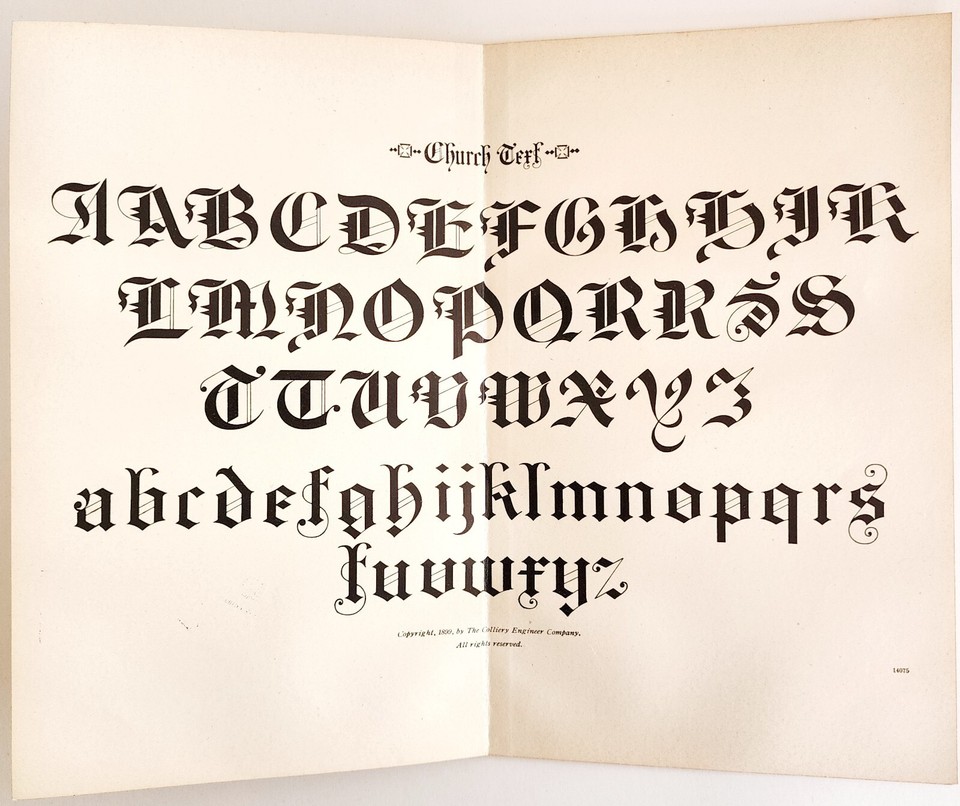 1899 Church Text Style Font Victorian Lettering Example Penmanship ...