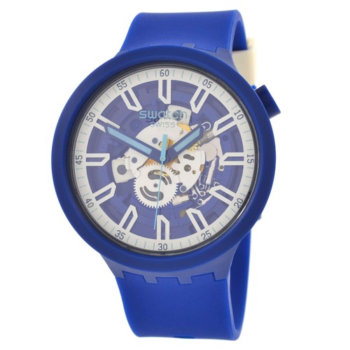 Swatch Unisex Watch Monthly Drops Iswatch Blue Quartz Skeleton Dial ...