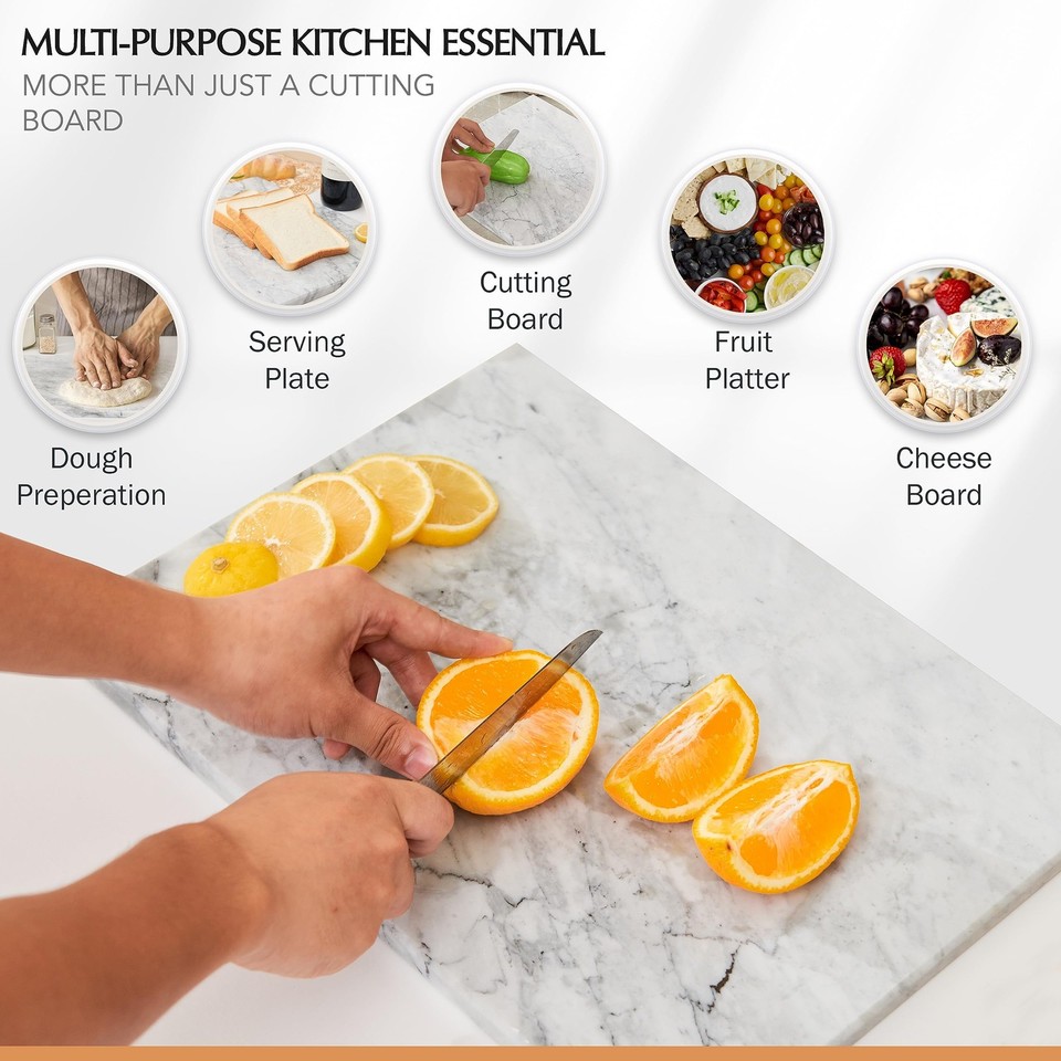 Marble Stone Cutting Board 16x12" Non-Slip Scratch Resistant ...