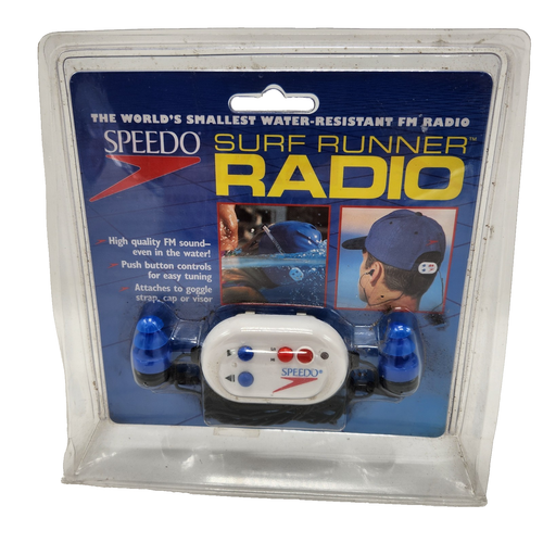Speedo Surf Runner Water Resistant FM Radio Headphones New Sealed Swim ...