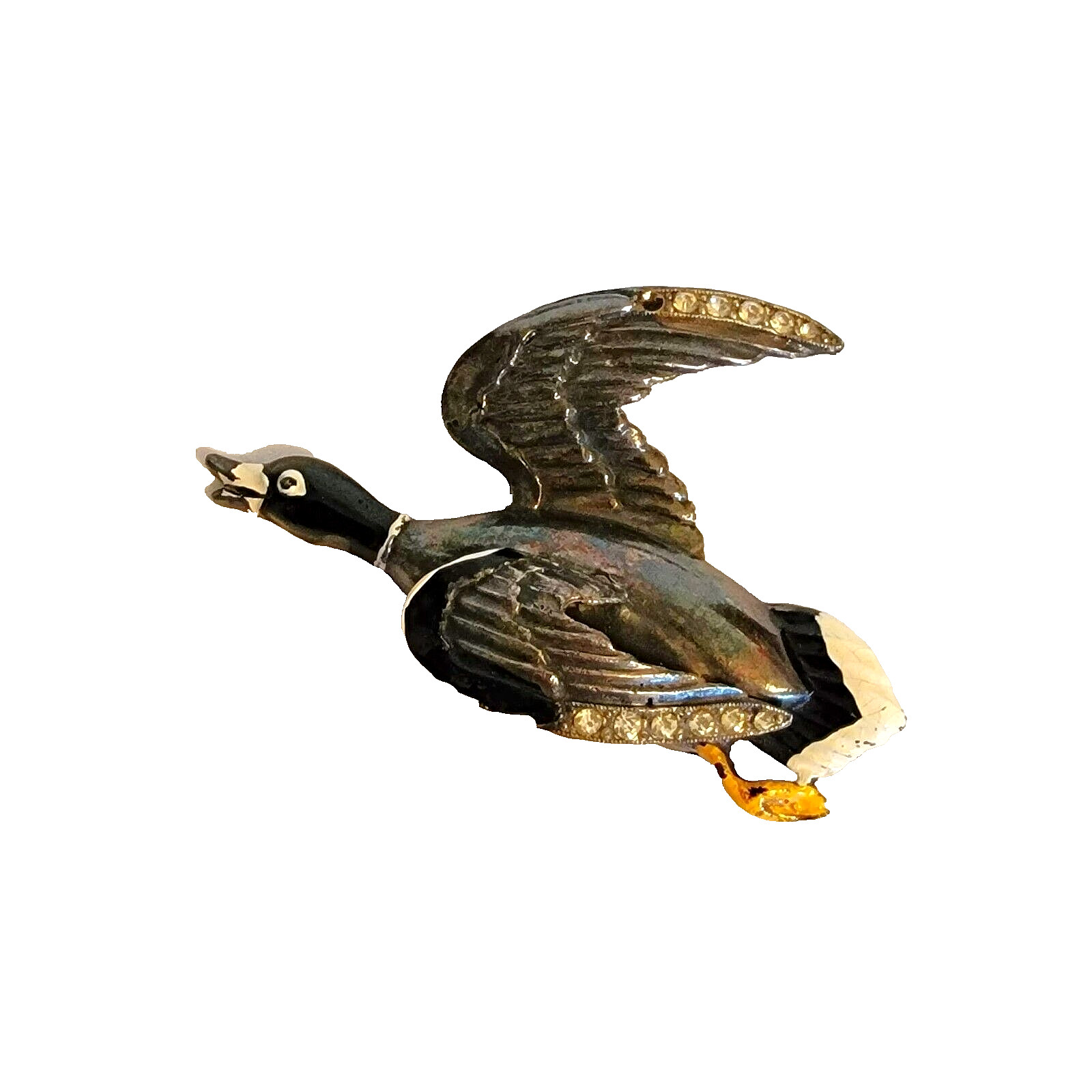 1940s Coro Flying Mallard Duck Pin Goose Brooch Figur… - Gem