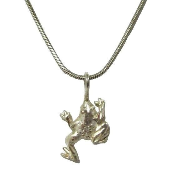 Sterling Silver Small Frog Charm Pendant Necklace | eBay