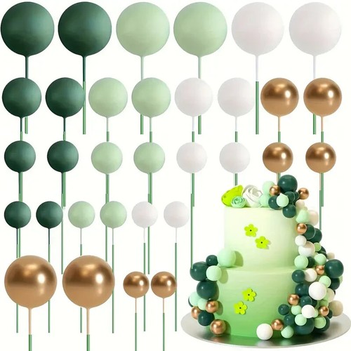 NEW JUNGLE 2 GREEN MATTE DARK GREEN WHITE GOLD CAKE BALLS TOPPERS ONLY ...