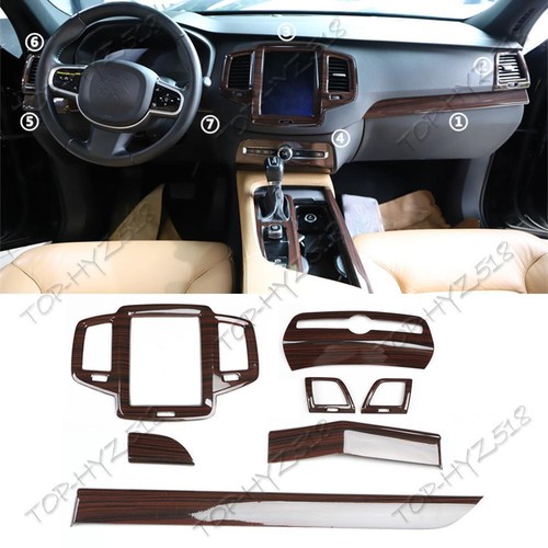 For 2016-2024 Volvo XC90 Gloss Wood Grain Car Center Console Dash Kit ...