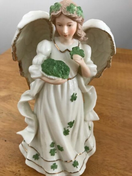 Roman Porcelain Musical Irish Shamrock Angel Figurine for sale online ...