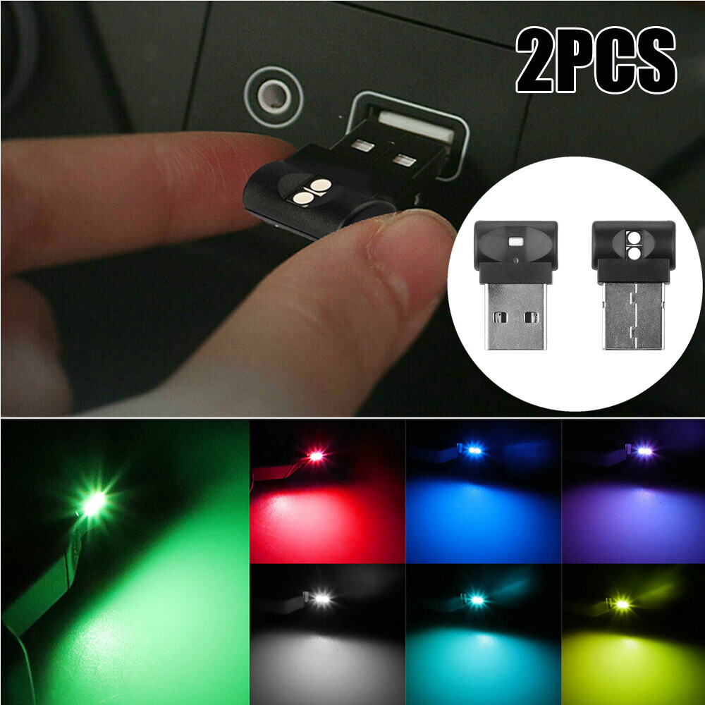 2X Mini Car USB LED Interior Atmosphere Light Night Lamp Decoration ...
