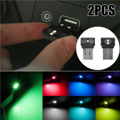 2X Mini Car USB LED Interior Atmosphere Light Night Lamp Decoration ...