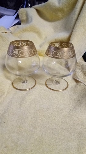 Vintage 1950's Pair Of St. Louis Crystal Brandy Snifters W/Elegant ...