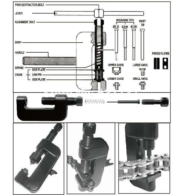 Cam Chain Splitter Breaker & Riveting Rivet Riveter Tool Kits ...