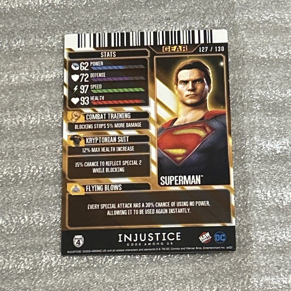 Ultra Rare Gear Card#127 SUPERMAN Injustice Gods Among Us Arcade Game ...