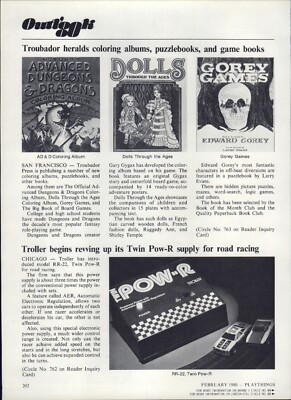 1980 PAPER AD Toy Article Edward Gorey Games Troller Twin Pow-R Road ...