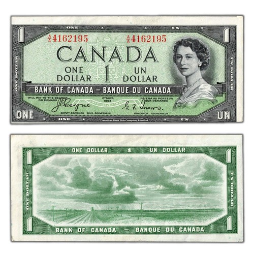 $1 1954 Bank of Canada Note Devil Face A/A Prefix BC-29a - Light ...