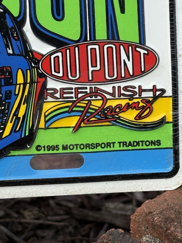 1995 Jeff Gordon Du Pont Refinish Racing NASCAR Metal License Plate NEW ...