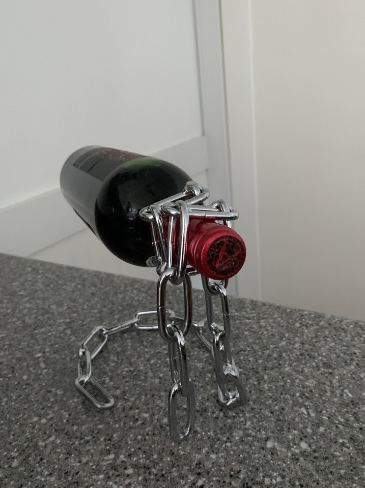 Wine Bottle Holder Floating Steel Chain Liquor Bottle Display | eBay