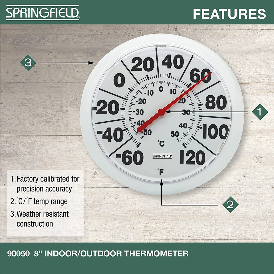 Springfield Indoor Outdoor Big and Bold Dial Thermometer, Wireless ...