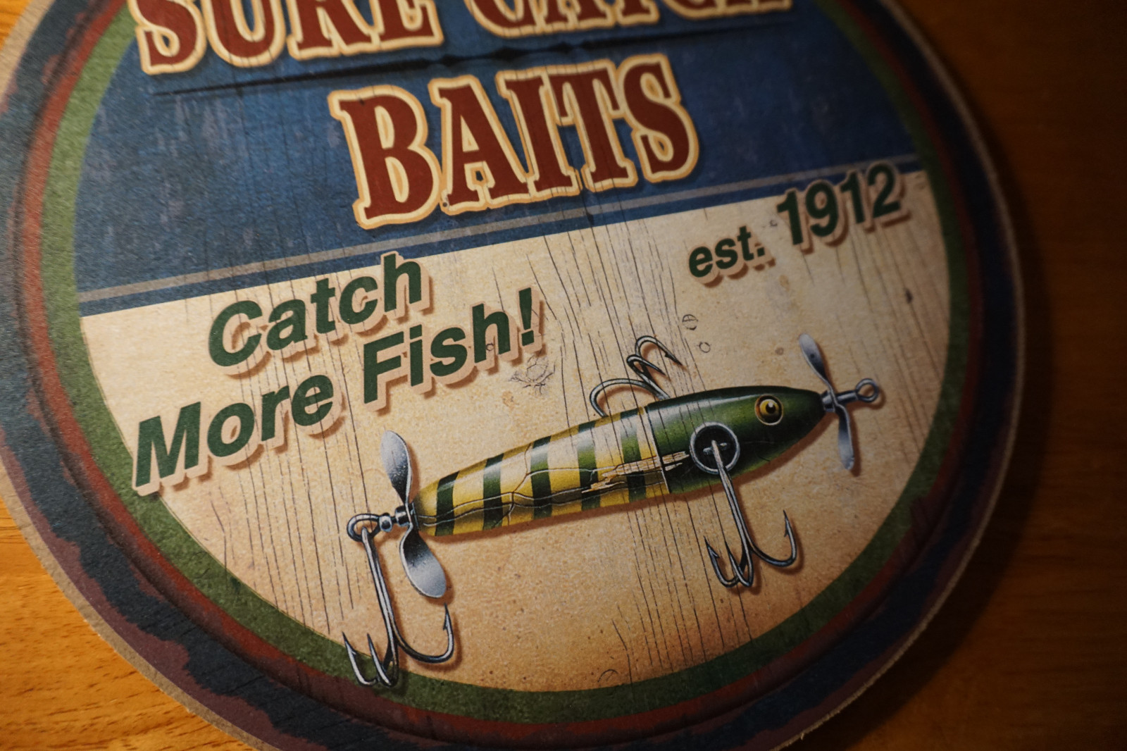 SURE CATCH BAIT & LURES EST. 1912 SIGN Fishing Cabin Fisherman Lodge ...
