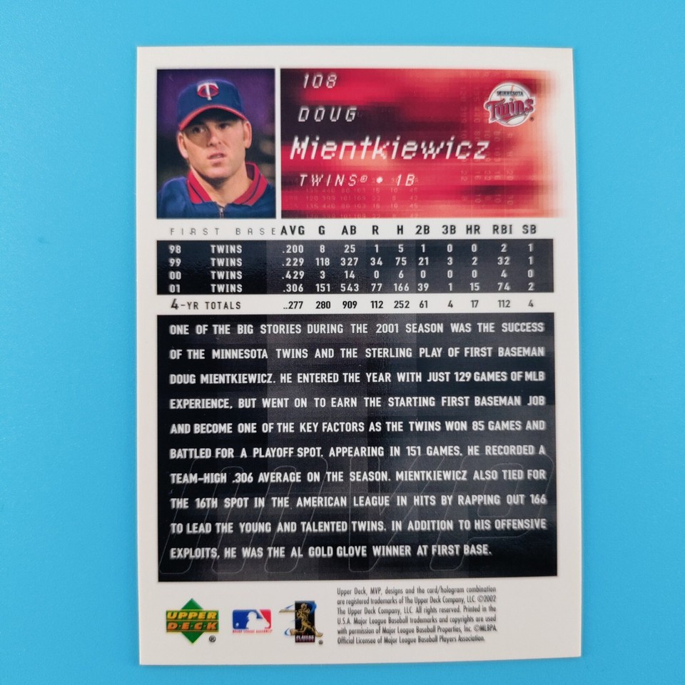 2002 Upper Deck MVP Baseball Card #108 Doug Mientkiewicz Twins MVP | eBay