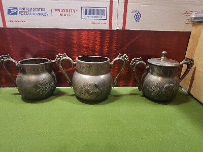 Vintage warranted triple plate #300 4 piece tea set RARE complete set ...