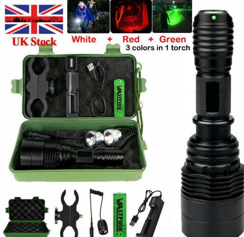 Gun 90000LM Red Green Flashlight Hunting Air Rifle Torch Lights Scope ...