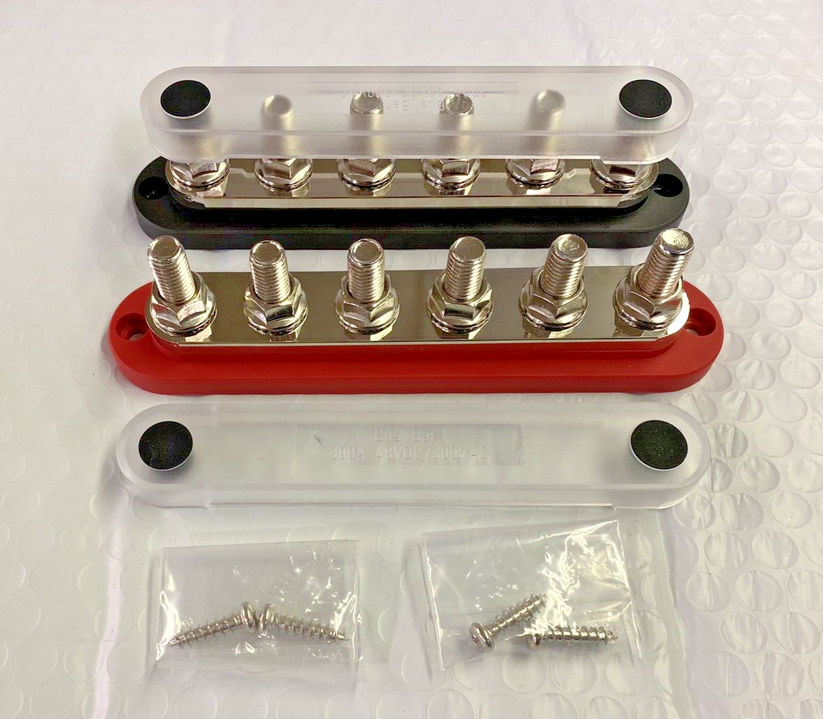 300A 12V 24V 36V 48V 60V DC BUS BAR Six 3/8" STUDS (RED & BLACK SET) | eBay