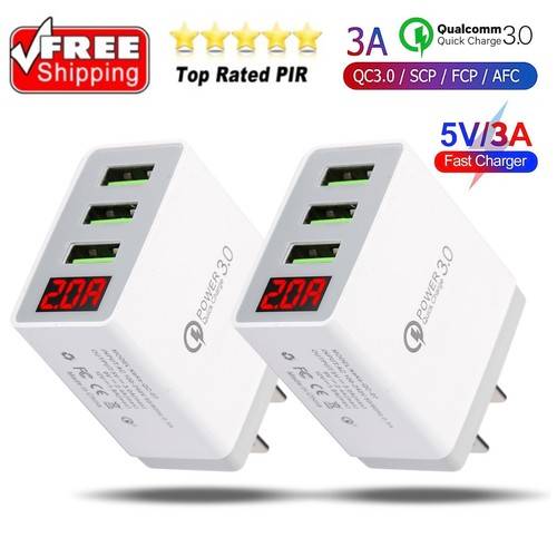 2 Pack 5V/3A Fast Quick Charge 3 Port USB Hub Wall Charger Power ...
