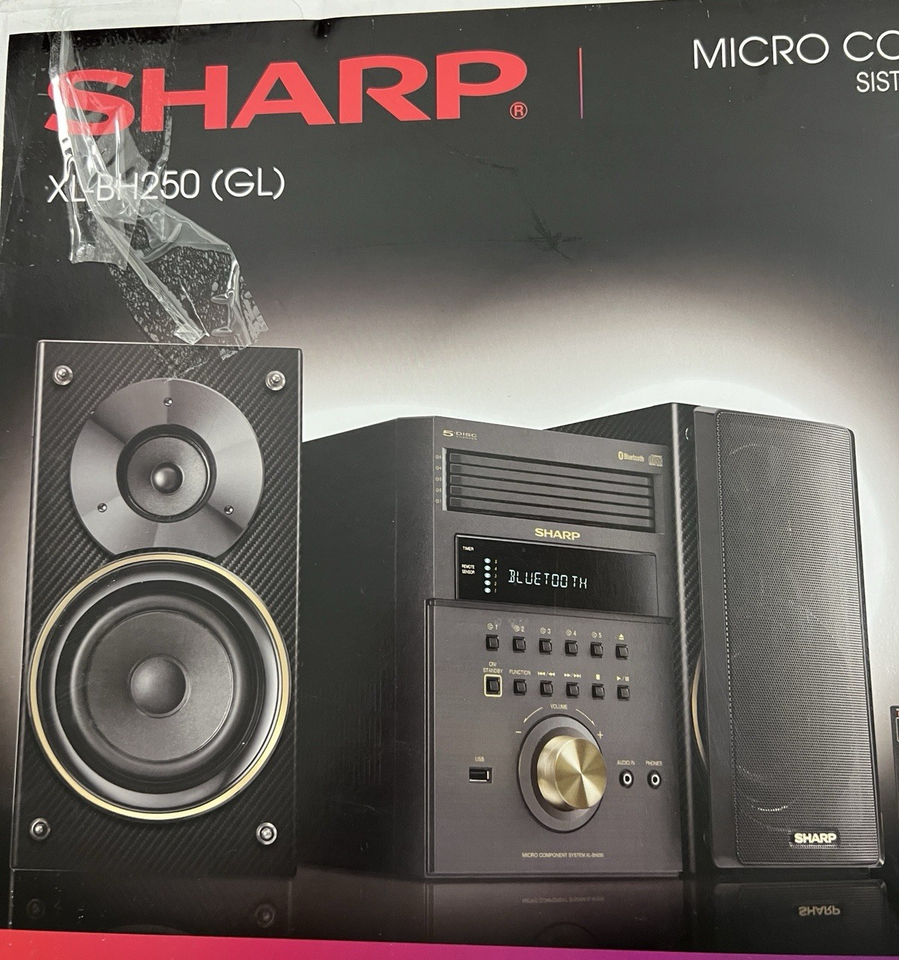 Sharp XL-BH250 GL Micro Shelf Executive Speaker System 5-Disc AM FM ...