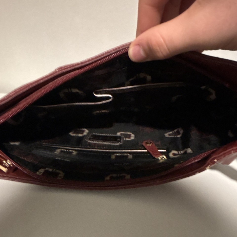 Etienne Aigner Burgundy Shoulder Bag Gold-Tone Hardware Logo Accent | eBay