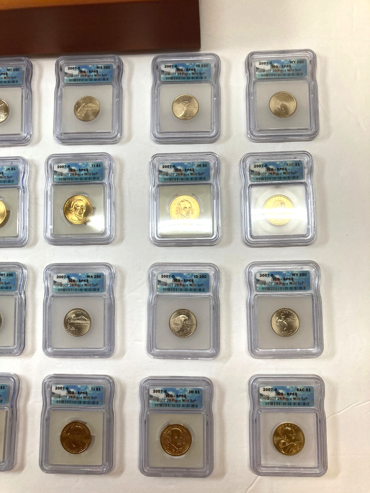 2007 Satin Finish US Mint 28-Coin Set ICG SP69 Complete Set with Wood ...