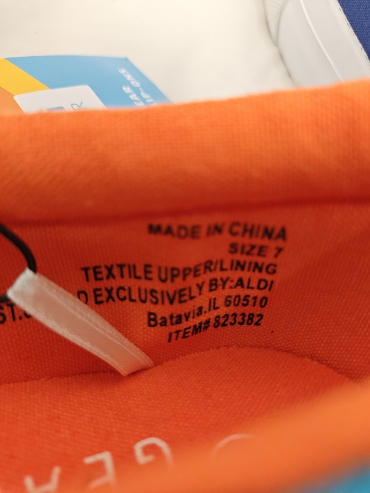 Aldi Gear Multicolor Canvas Slip-On Shoe Flats Size 7 Aldi Logo New ...