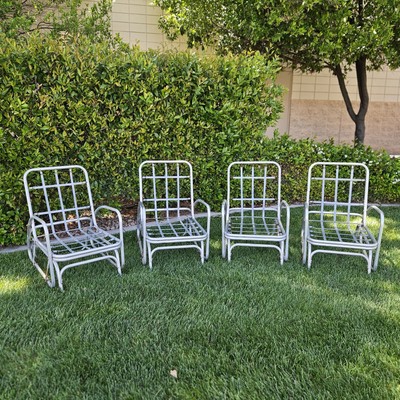 Lot 4 Vintage MCM Glider Chair Aluminum Lawnlite Club Patio Outdoor Set ...