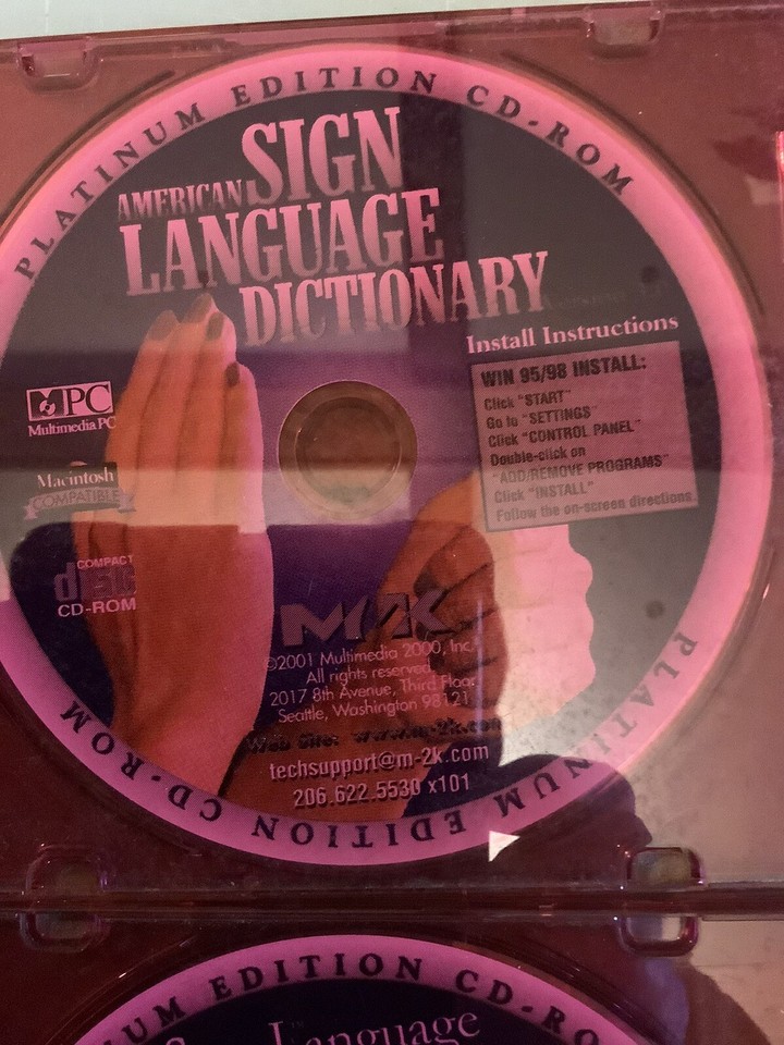 Sign Language CD ROM Translator Dictionary Finger Spelling Numbers 101 ...