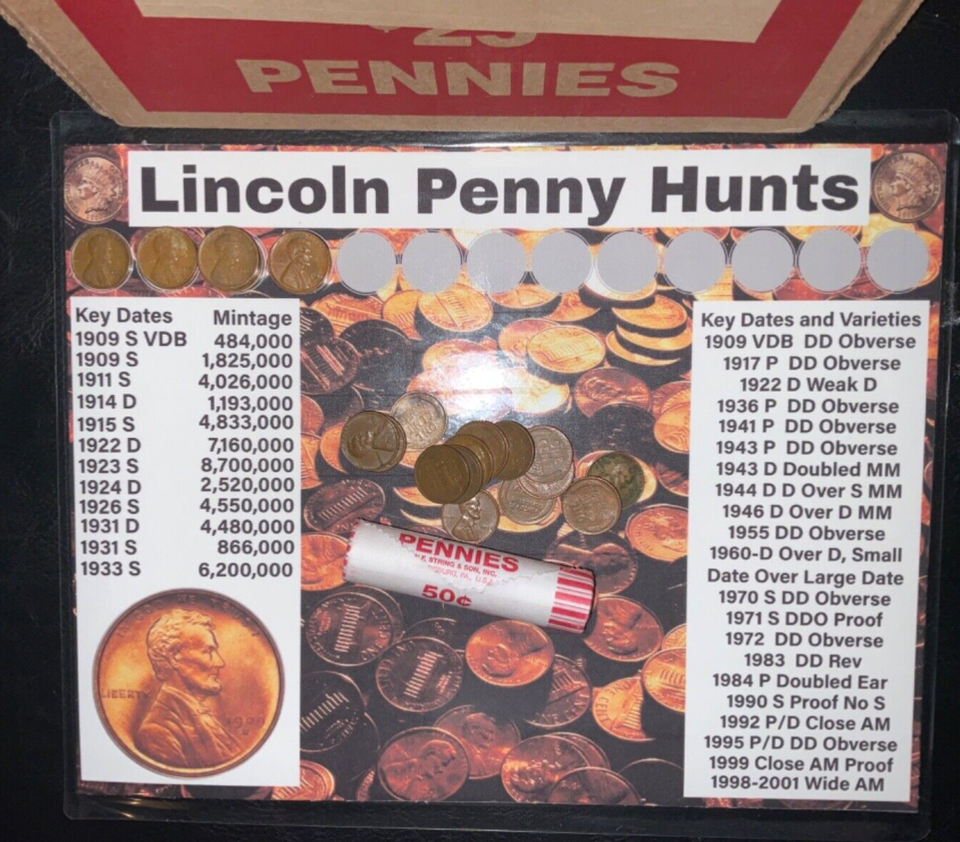 Lincoln Penny Hunting and Collecting 8.5” X 11” Coin Roll Sorting ...