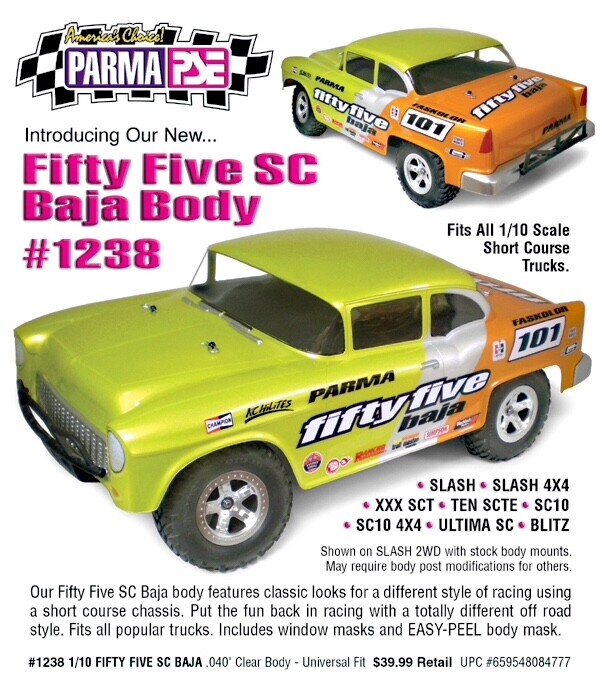 #1238 - 1/10 PARMA 55 Short Course Baja Clear RC SLASH Drag Racing Body ...
