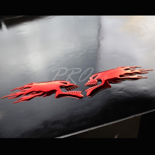 6"x 2.25" 3D Vinyl Emblem Logo Fairing Sticker Fire Skull Skeleton ...