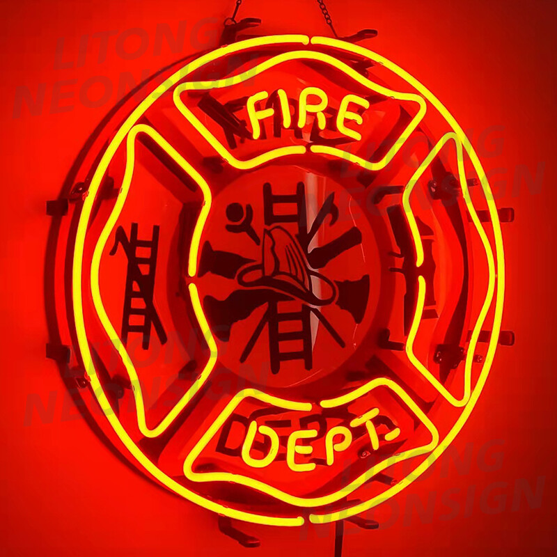 Firefighter Fire Department Neon Light Sign 18x18 Lamp With HD Vivid ...