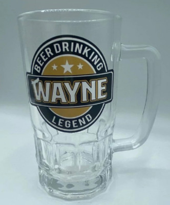 Wayne Beer Drinking Legend Glass Beer Mug Stein 500ml Fathers Day ...