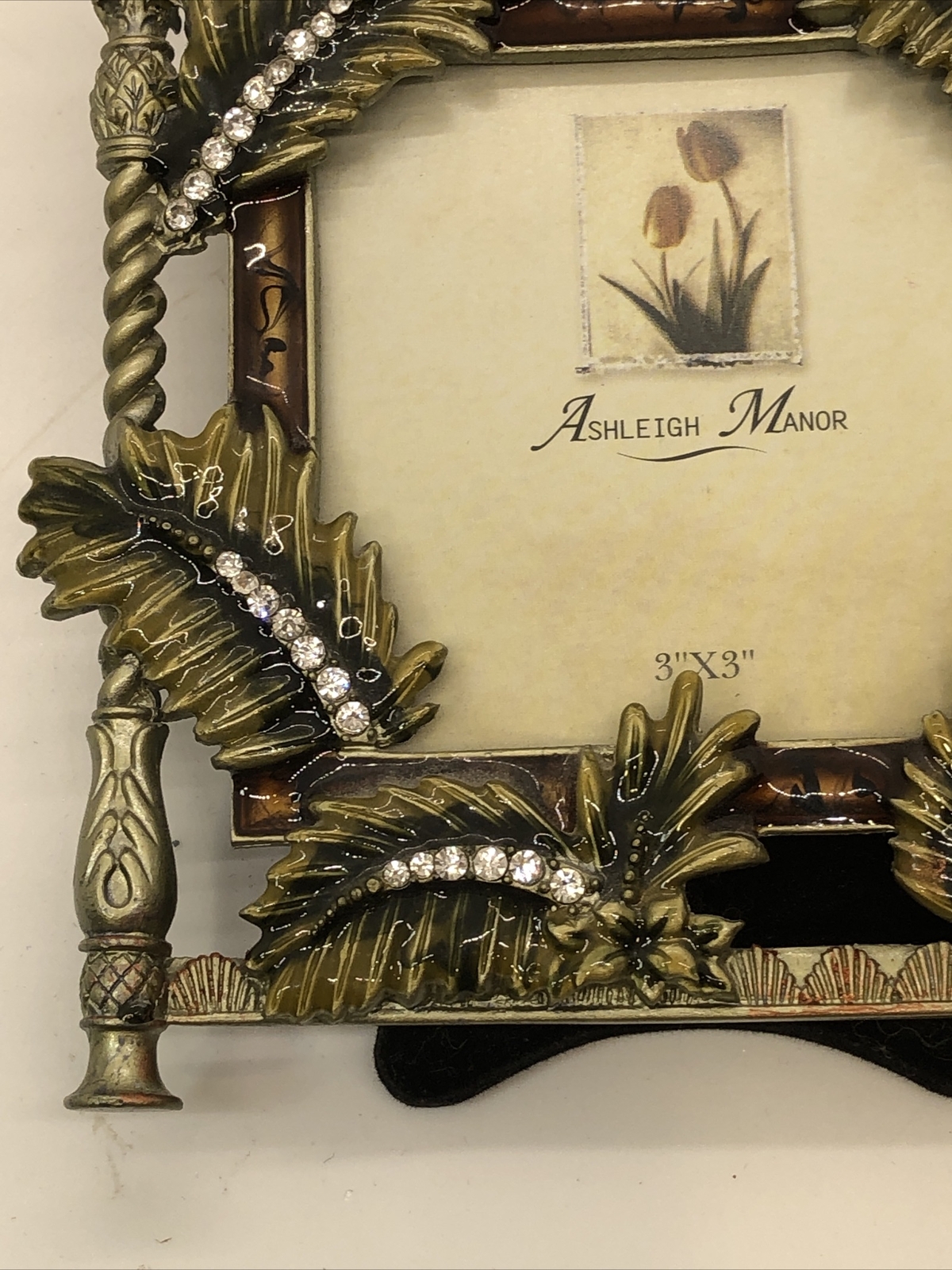 Ashleigh Manor Palm Fronds Rhinestones Heavy Pewter Picture Frame 3”x3 ...