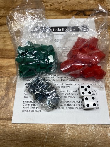 La Jolla Monopoly Edition Playing Pieces Token And Houses Hotels ...