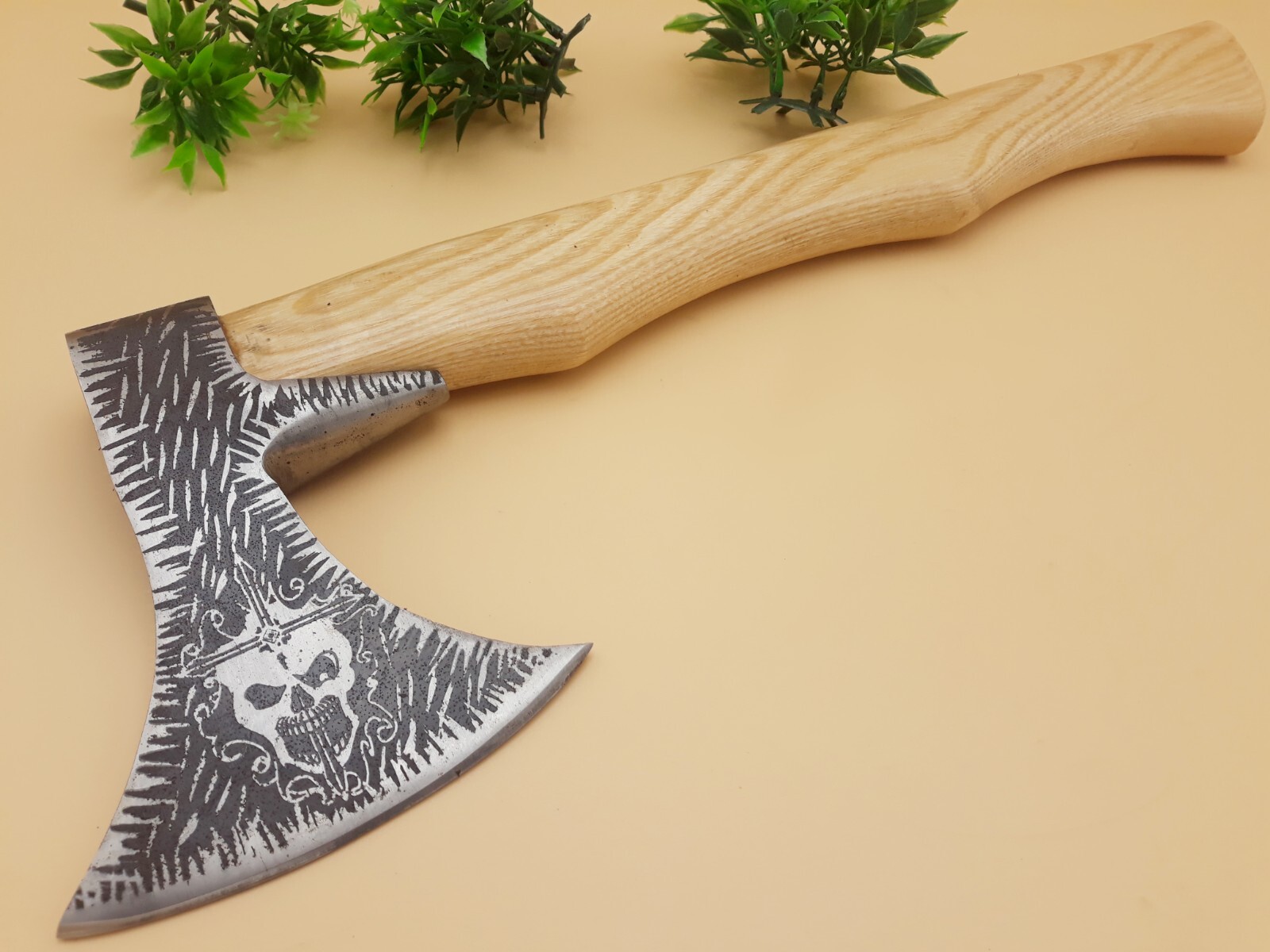D2 CUSTOM HATCHET TOMAHAWK VIKING CAMP HUNTING THROWING HIKING AXE GRIP ...