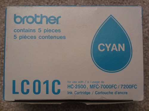 ☀️ 5-Pack GENUINE NEW BROTHER LC01C Cyan Ink Cartridge Tank HC-2500 ...