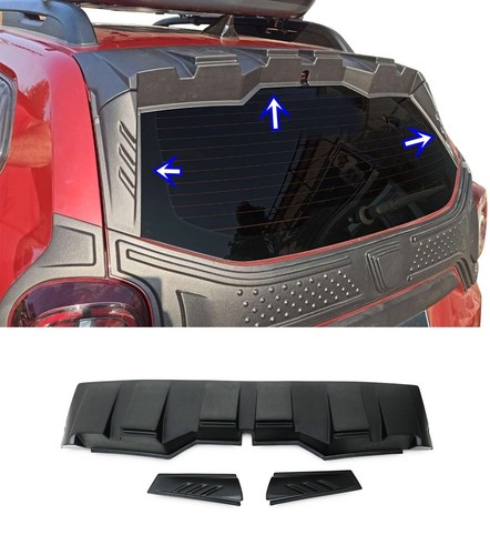 Rear Window Spoiler 3 Pieces ABS Plastic Black FITS Dacia Duster 2018 ...