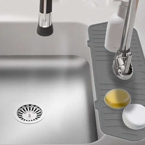 Counter Drying Soft Silicone Kitchen Bathroom Sink Splash Tray Grey ...