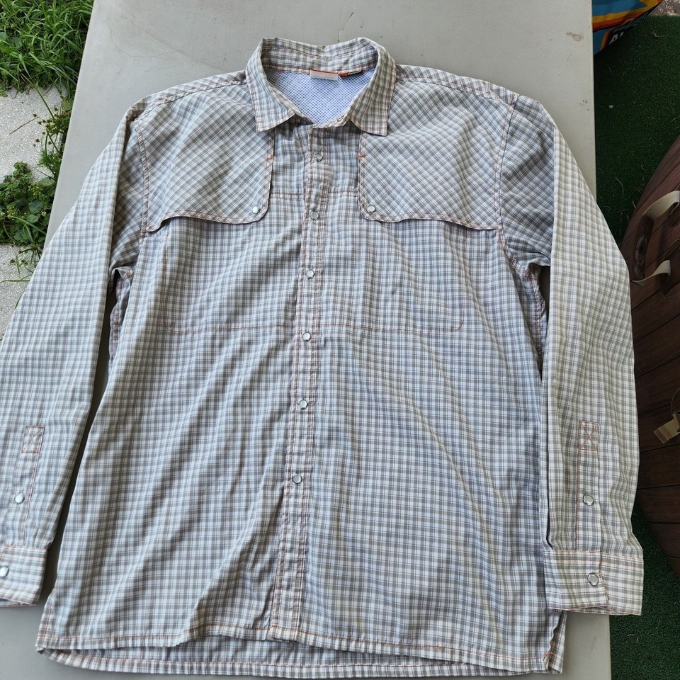 HOWLER BROS SHIRT MENS XL VENTED BEIGE TAN PEARL SNAP LONG SLEEVE ...