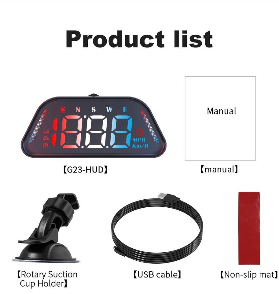 Head Up Display Car HUD Rotary Suction Cup Mount Accurate GPS Speed ...